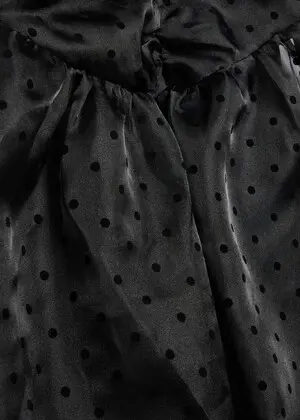 GANNI Polka Dot Ruched Organza Midi Dress