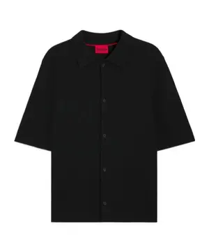 Hugo Boss Regular-fit Shirt With Ribbed Structure - Black