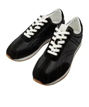 TOTEME Panelled Nylon And Suede Sneakers - Black