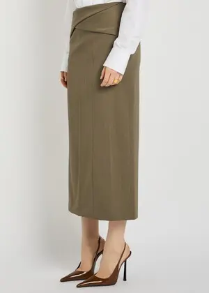 Victoria Beckham Wrap-detail Wool-blend Midi Skirt