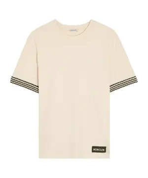 Moncler Knit-trimmed Cotton T-shirt White