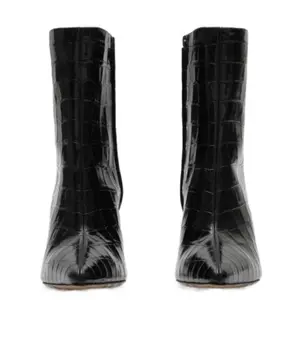 Burberry Crocodile-effect Leather Pointed Toe Stiletto Ankle Boots