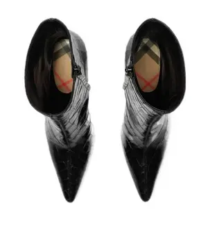 Burberry Crocodile-effect Leather Pointed Toe Stiletto Ankle Boots