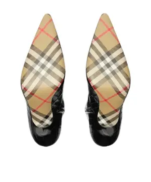 Burberry Crocodile-effect Leather Pointed Toe Stiletto Ankle Boots