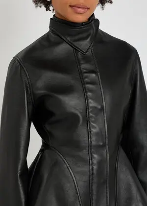 Alaïa Panelled Peplum Leather Jacket