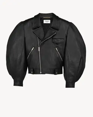 Saint Laurent Balloon-sleeve Jacket In Creased Leather