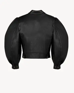Saint Laurent Balloon-sleeve Jacket In Creased Leather
