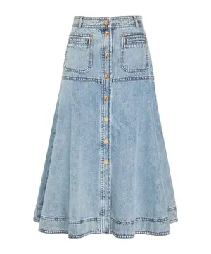 ZIMMERMANN Panelled Denim Midi Skirt