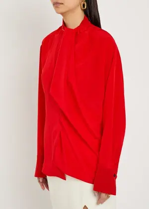 Victoria Beckham Draped Asymmetric Silk Blouse