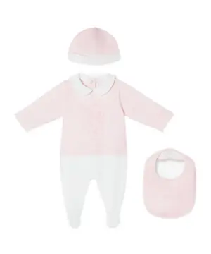 Fendi Babygrow Set With Bib And Hat - Pink