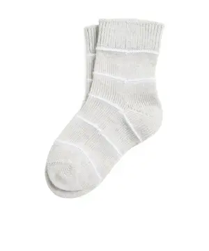 Brunello Cucinelli Striped Cotton Crew Socks - Light Gray