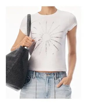 Alexander Wang Pinwheel Crystal Embellished T-shirt - White