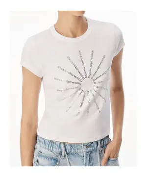 Alexander Wang Pinwheel Crystal Embellished T-shirt - White