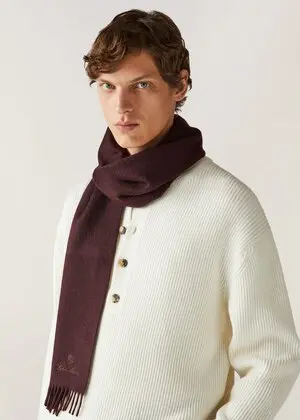 Loro Piana Piccola Unita Logo Cashmere Scarf - Black