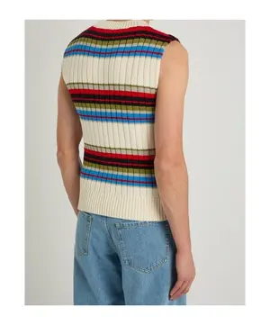 Dries Van Noten Striped Cotton-wool Blend Knitted Vest