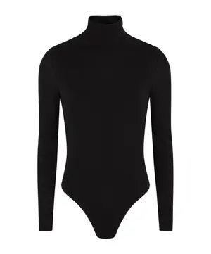 Alaïa Heart Cut-out Crepe Bodysuit - Black