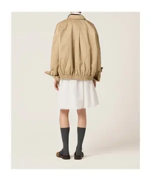 Miu Miu Chino Cloth Blouson Jacket With Embroidered Logo