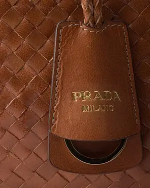 Prada Large Woven Leather Tote Bag