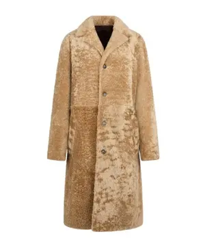 TOD'S Single Breasted Shearling Coat - Light Brown