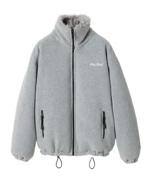 Miu Miu Fleece Down Jacket With Embroidered Logo