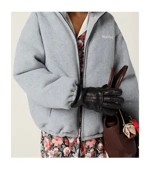 Miu Miu Fleece Down Jacket With Embroidered Logo