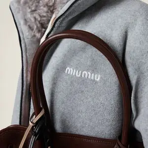 Miu Miu Fleece Down Jacket With Embroidered Logo