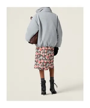 Miu Miu Fleece Down Jacket With Embroidered Logo