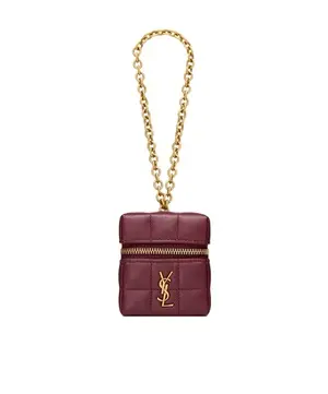 Saint Laurent Cassandre Mini Cube Bag Charm - Deep Ruby Red