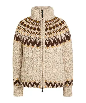 Moncler Fair Isle Wool-blend Jumper - Nude