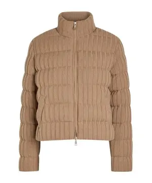 Moncler Padded Wool And Cashmere-blend Jacket - Brown