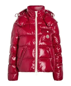 Moncler Andro Padded Hooded Glossed Shell Jacket - Red