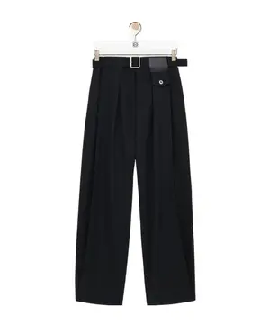 Loewe Pleated Belted Wool Crepe Trousers