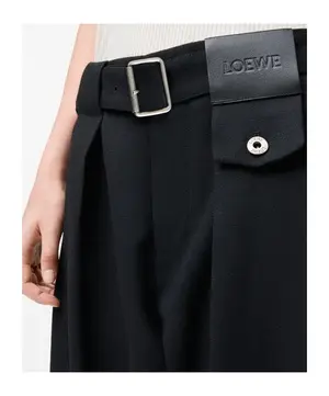 Loewe Pleated Belted Wool Crepe Trousers