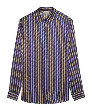 Dries Van Noten Clavelly Striped Devoré Shirt - Blue