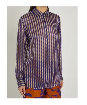 Dries Van Noten Clavelly Striped Devoré Shirt
