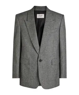 Saint Laurent Checked Wool Blazer - Gray