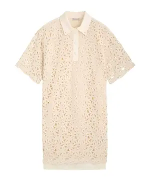 Moncler Embroidered Cotton Mini Shirt Dress - Nude