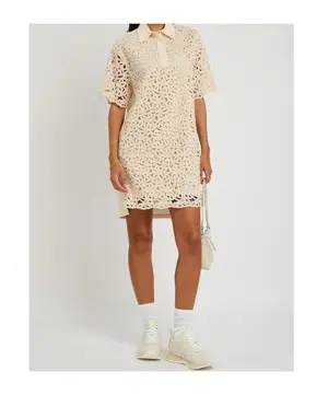 Moncler Embroidered Cotton Mini Shirt Dress