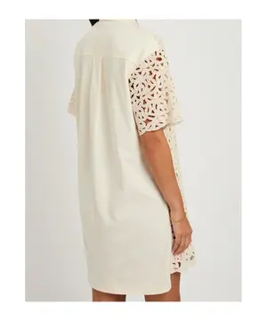 Moncler Embroidered Cotton Mini Shirt Dress