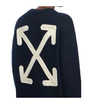 Off-White Maxi Arrow Embroidered Knit Crewneck