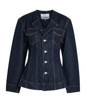 GANNI Panelled Denim Jacket - Black
