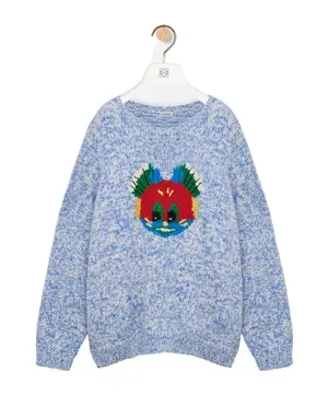 Loewe Sweater In Wool And Mohair Blend - Blue/white