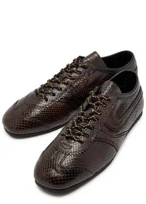 Dries Van Noten Dustin Python-effect Leather Lace-up Sneakers - Black