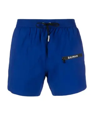 Balmain Logo-print Swim Shorts - Blue