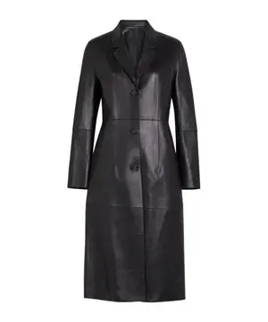 TOTEME Button-down Leather Trench Coat - Black