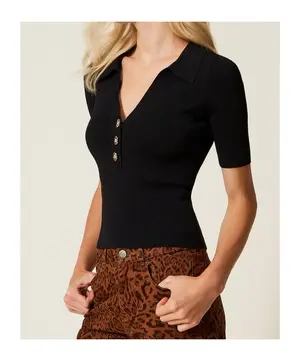TWINSET Embellished Button Polo Shirt