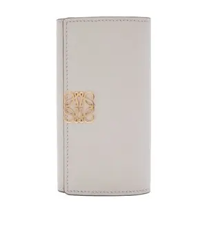 Loewe Anagram Key Case In Pebble Grained Calfskin - Light Ghost Ash