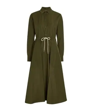 Moncler Drawstring Poplin Midi Shirt Dress