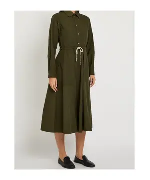 Moncler Drawstring Poplin Midi Shirt Dress