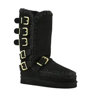 Mou Eskimo Buckle Strap Boots - Black